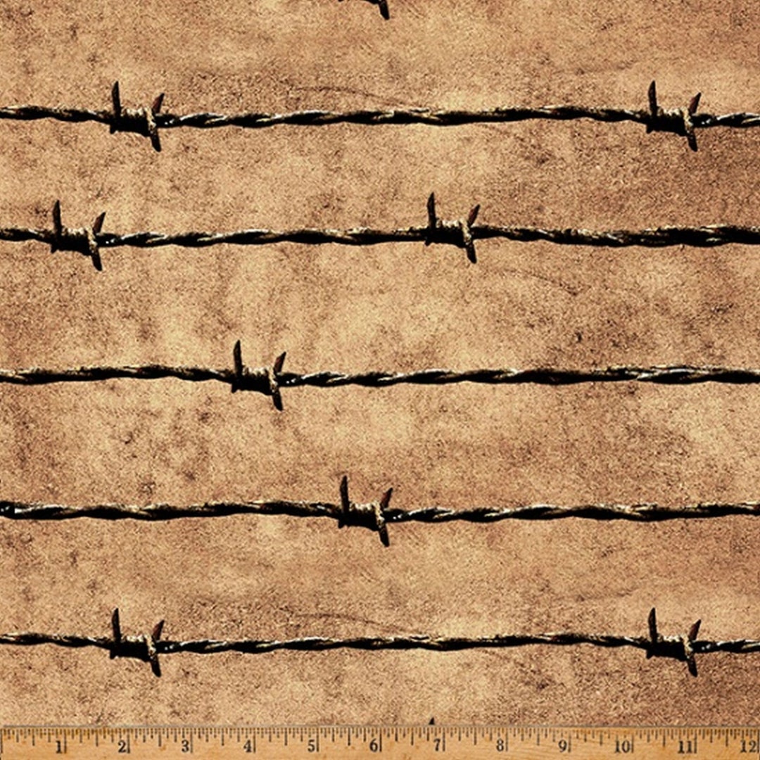 On the Range Barbed Wire Print V5319-a64-antique-tan From Hoffman by ...