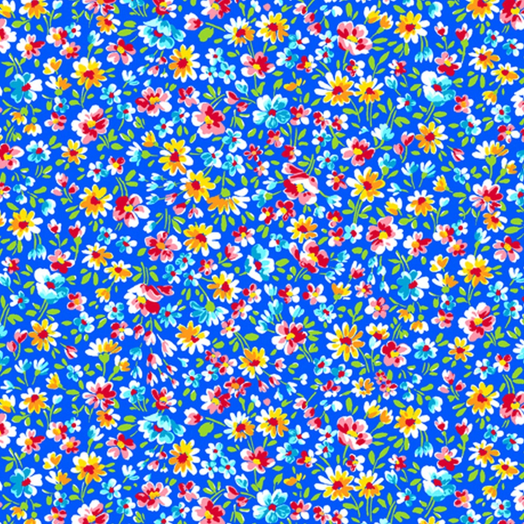Floral Cache Blue Packed Floral Fabric 28884Y From Quilting Treasures ...