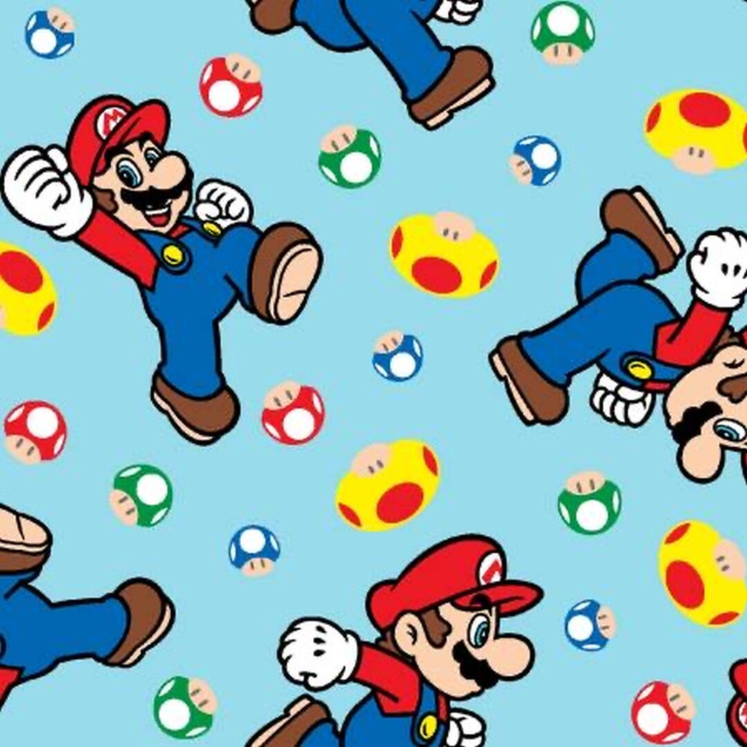 Mario and Mushroom Toss 20336996 From Springs Creative by the Yard - Etsy