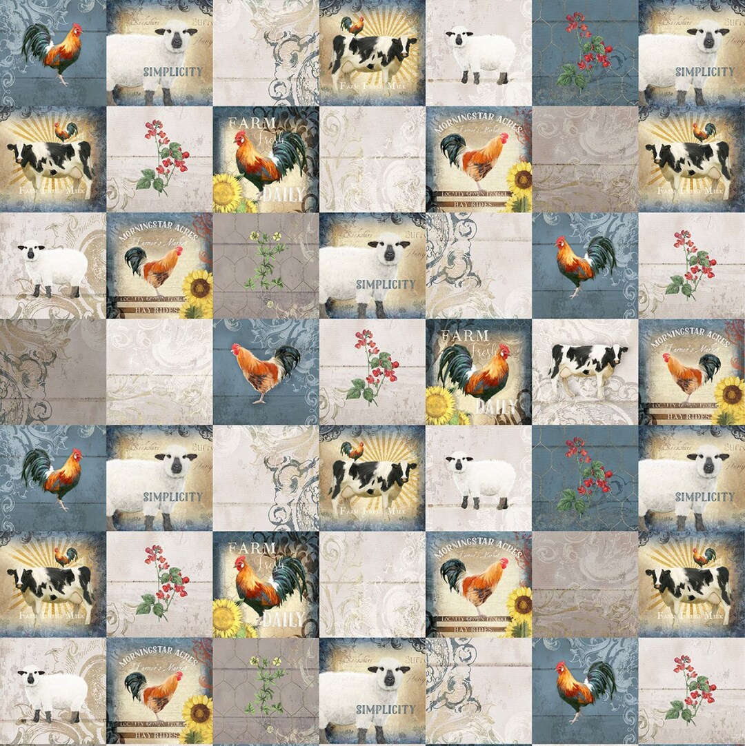 Farm Fresh Squares FFRE4905-MU From P & B by the Yard - Etsy