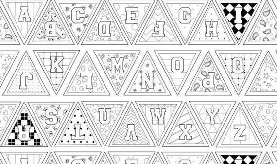 Let's Color White Alphabet Banner Panel 8262-001 From - Etsy