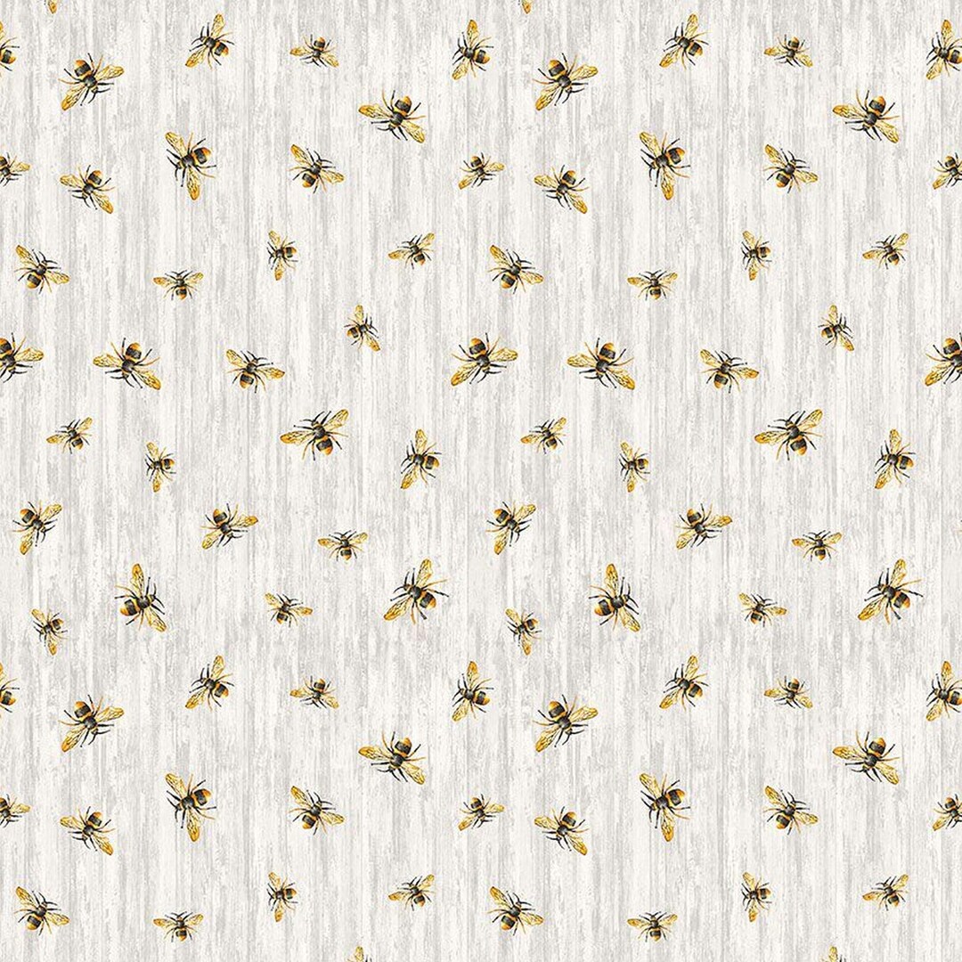 Honey Bee Farm Flying Bees on Wood Texture BEE-CD2391 GREY From ...
