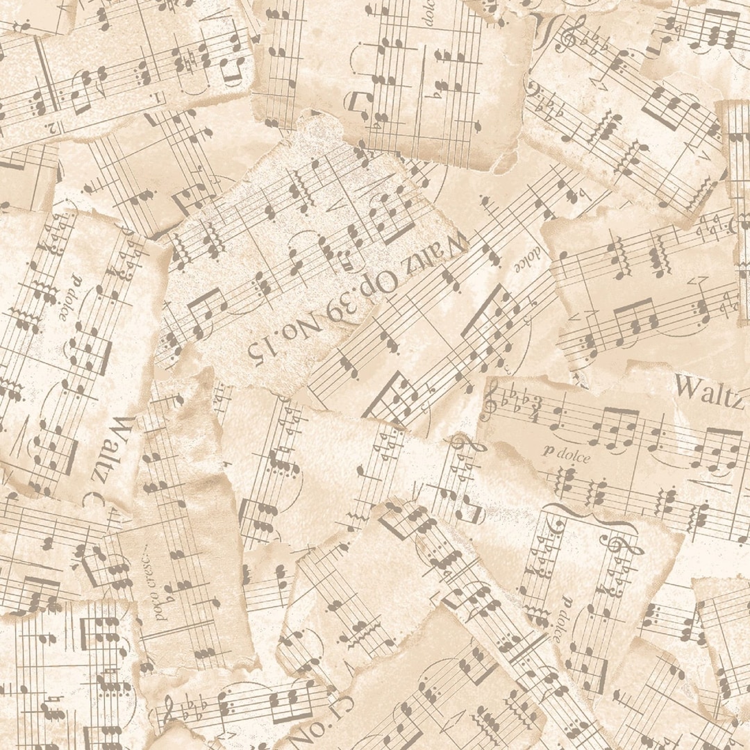 Music Notes 108" R360758D-TAN From Marcus by the Yard - Etsy