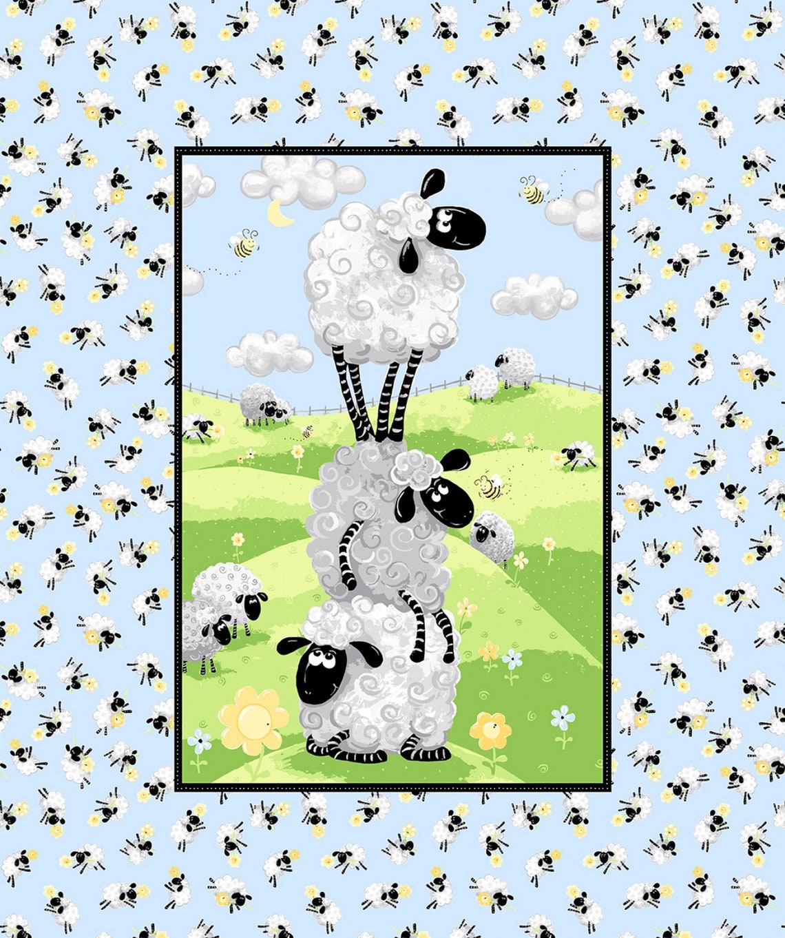 Lewe the Ewe 36 X 43 Light Blue Panel SB20350-710 - Etsy