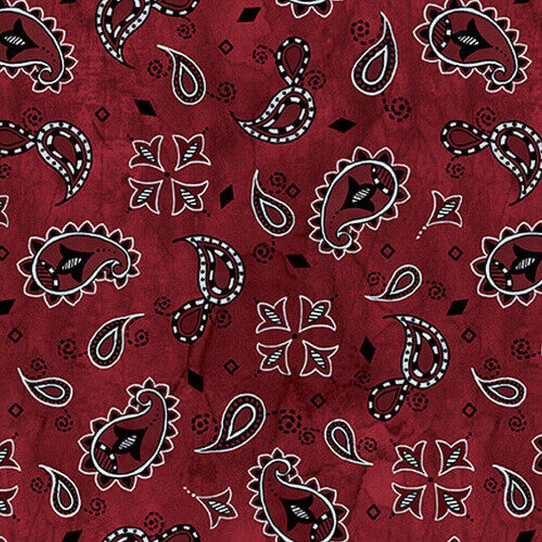 My Hero Wears Cowboy Boots Wine Bandana Fabric 1988-83 From Blank ...