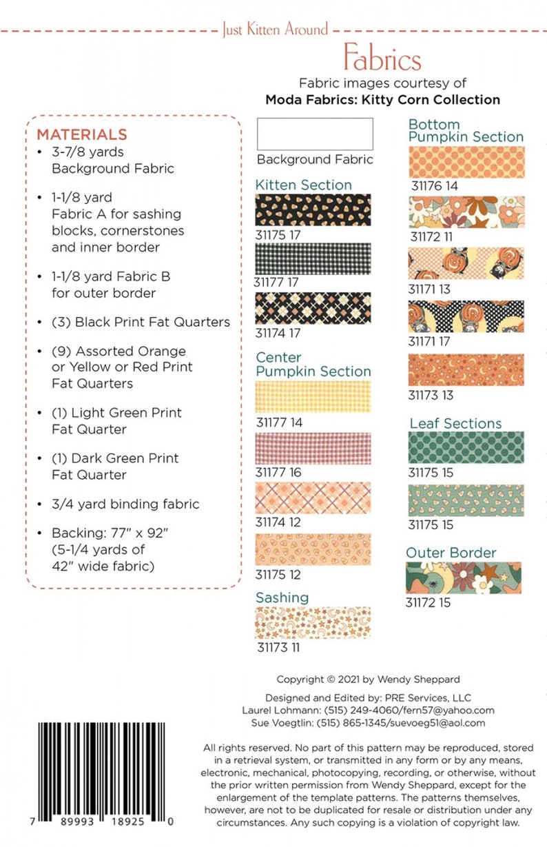 Just Kitten Around Fall Quilt Pattern by Wendy Sheppard - Etsy