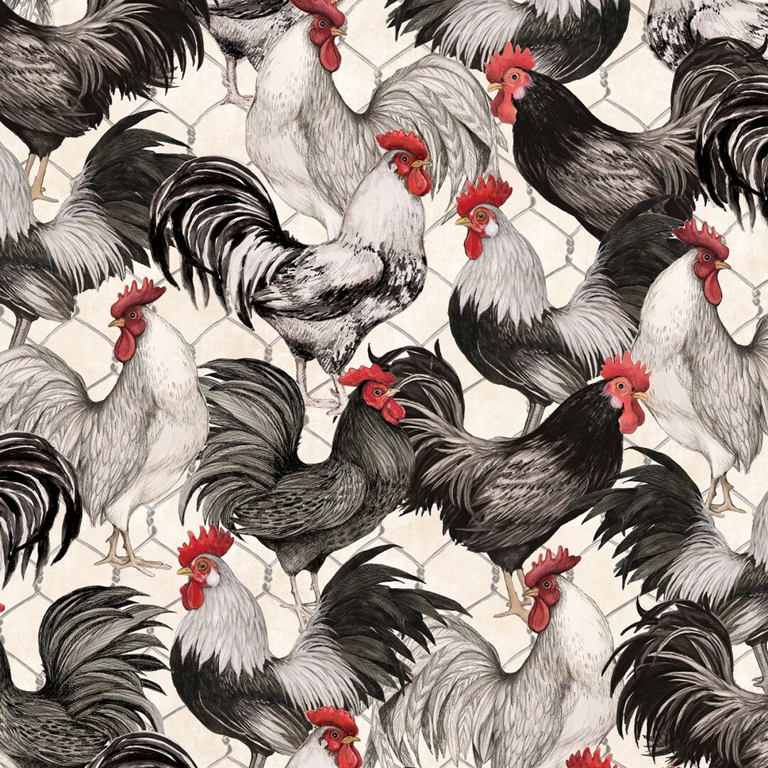 Proud Rooster Tossed Roosters Quilt Fabric 39765-139 From Wilmington by ...