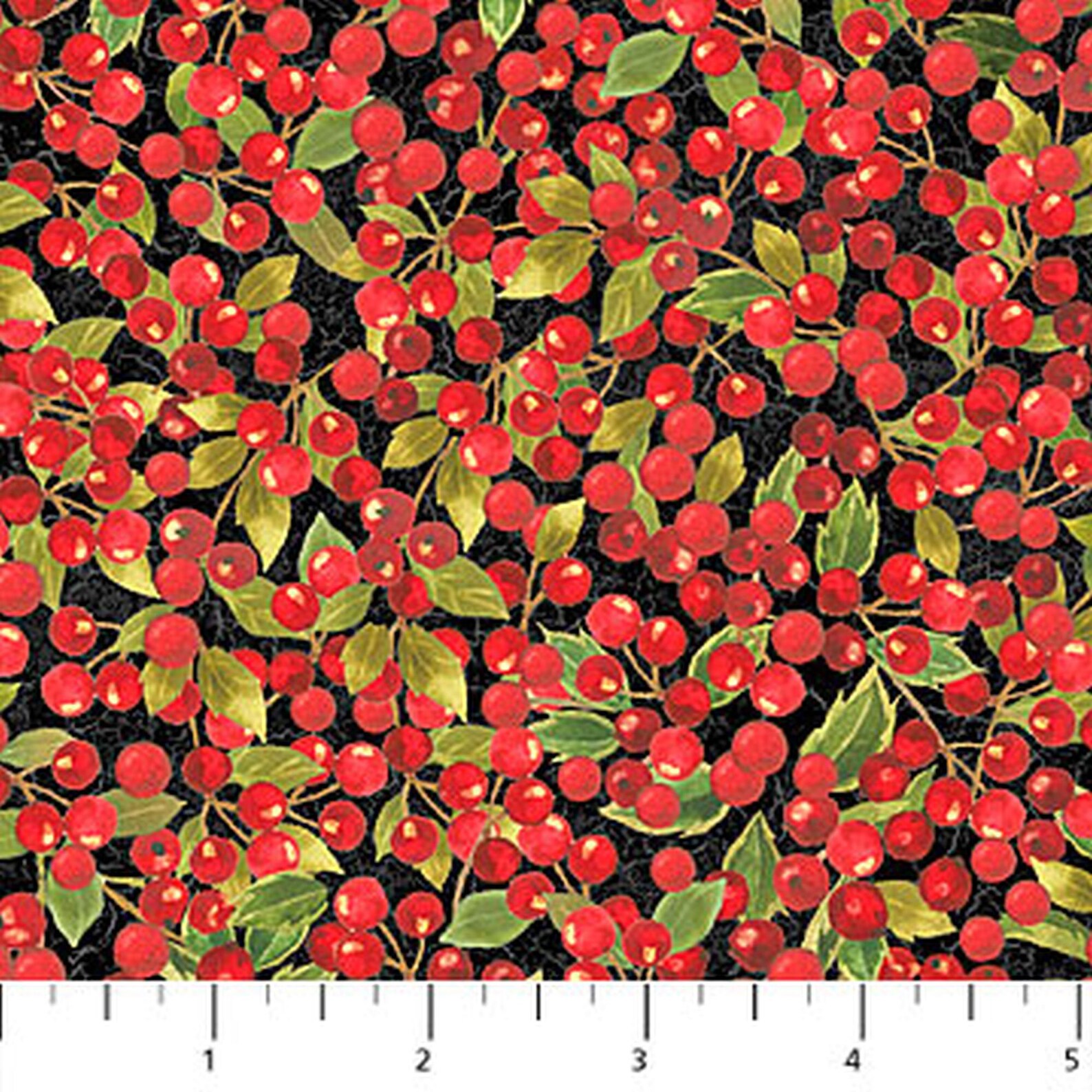 Cardinal Woods Red Holly Berries on Black Holiday Fabric - Etsy