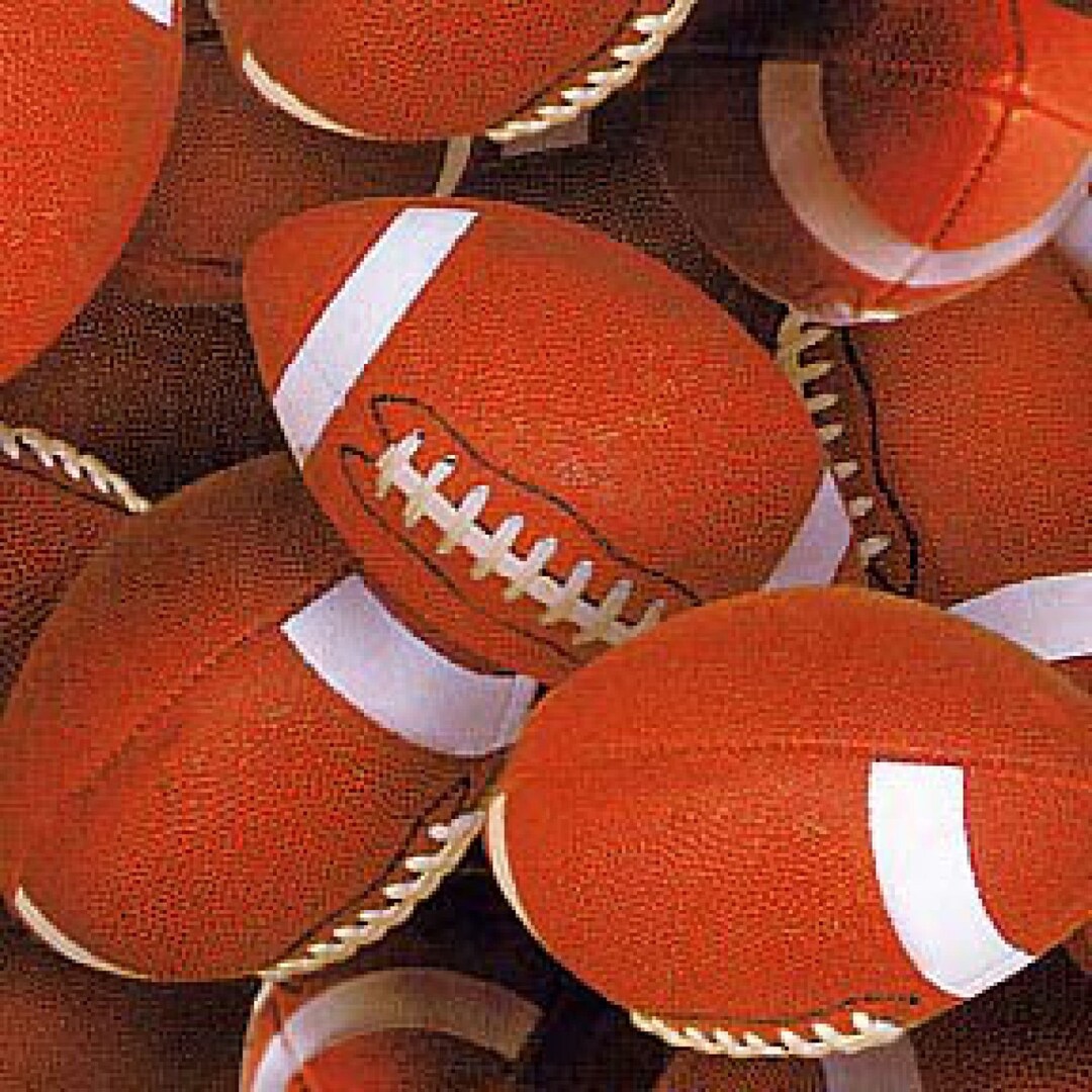 Sports Brown Packed Footballs Fabric 130brown From Elizabeth's Studio ...