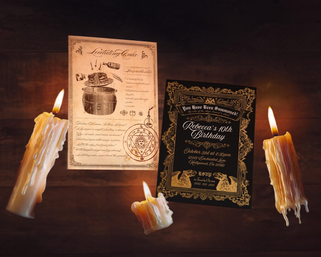 Spellbook Editable Magical Birthday Invitation Template, Vintage Harry ...