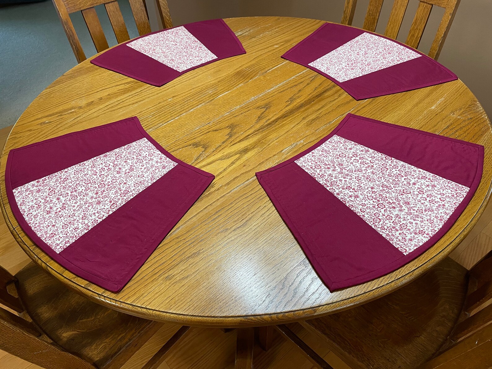 Burgundy placemats curved placemats kitchen table mats | Etsy