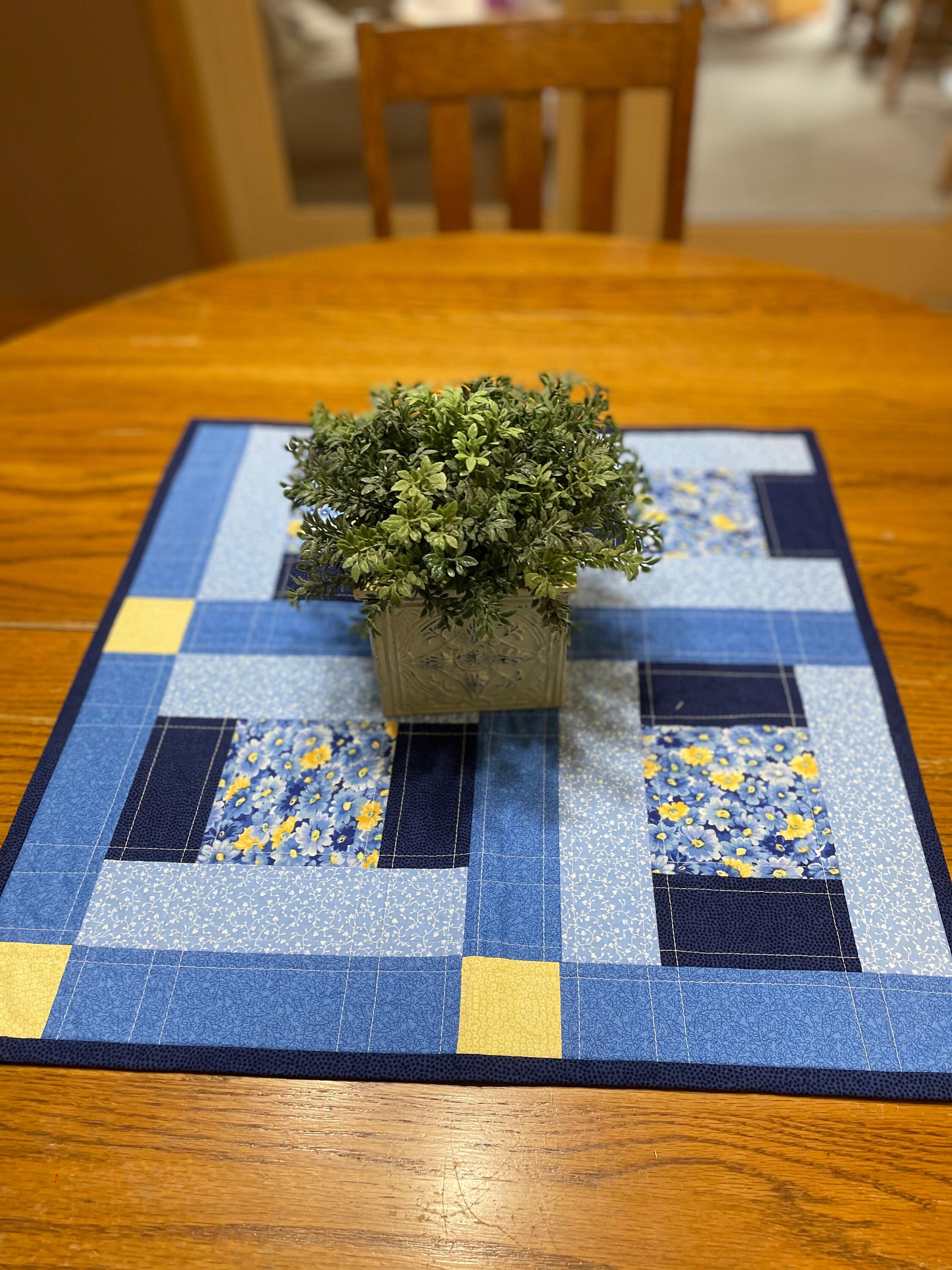 Blue and Yellow Square Table Topper Wall Hanging Wall Quilt - Etsy