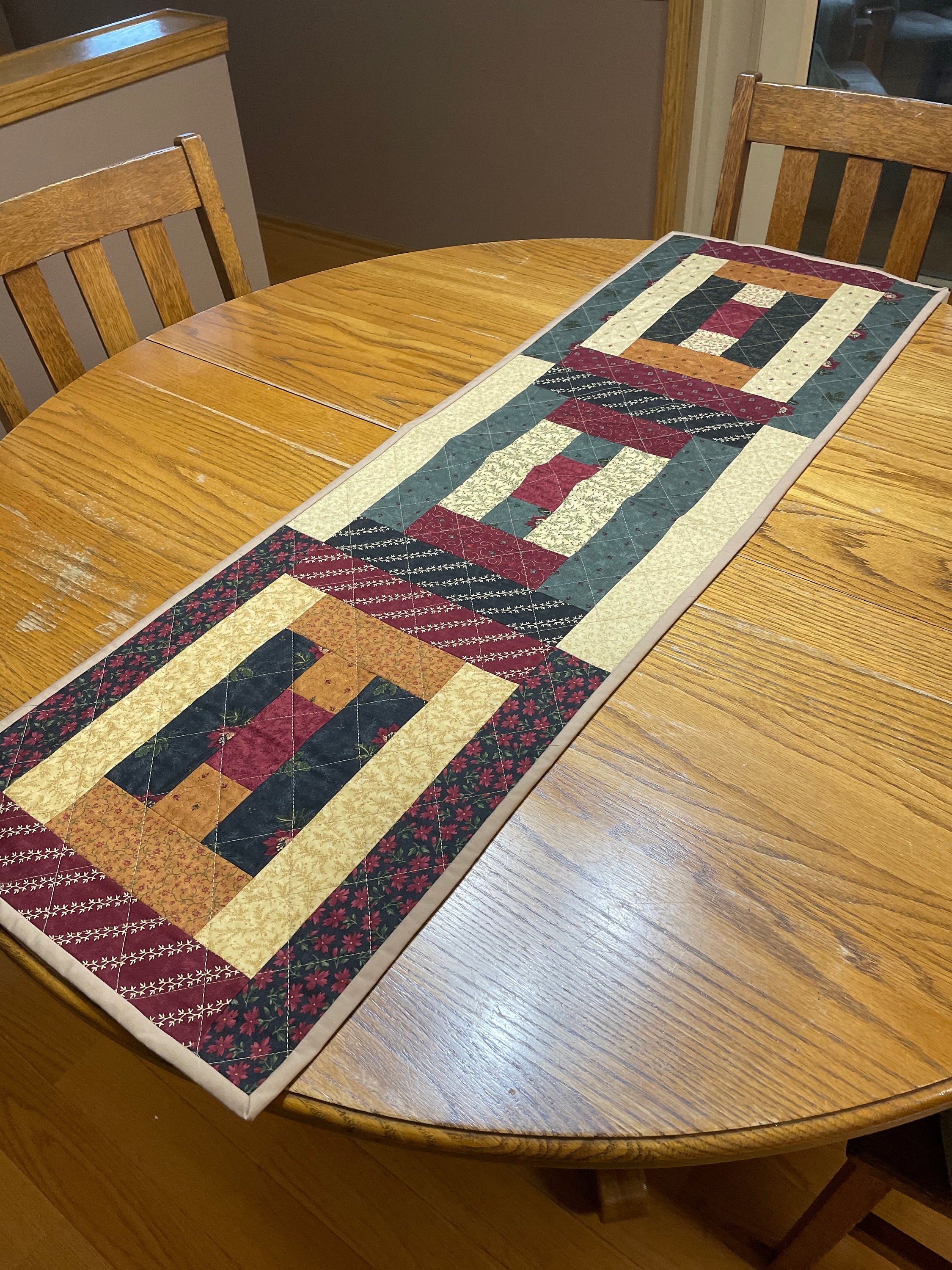 Country table runner, Log Cabin table runner, Fall table runner, Autumn table runner, Rustic ...