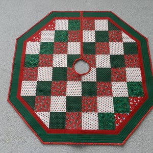 Christmas Tree Skirt, Quilted Christmas Tree Skirt, Xmas Tree Skirt ...