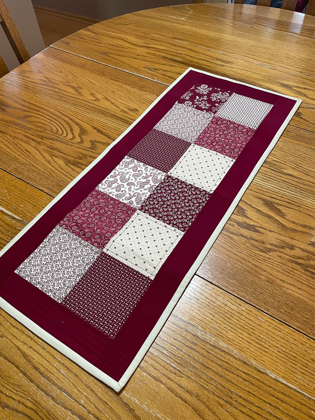 Burgundy Table Runner, Burgundy Tan Table Mat, Tan Table Runner ...