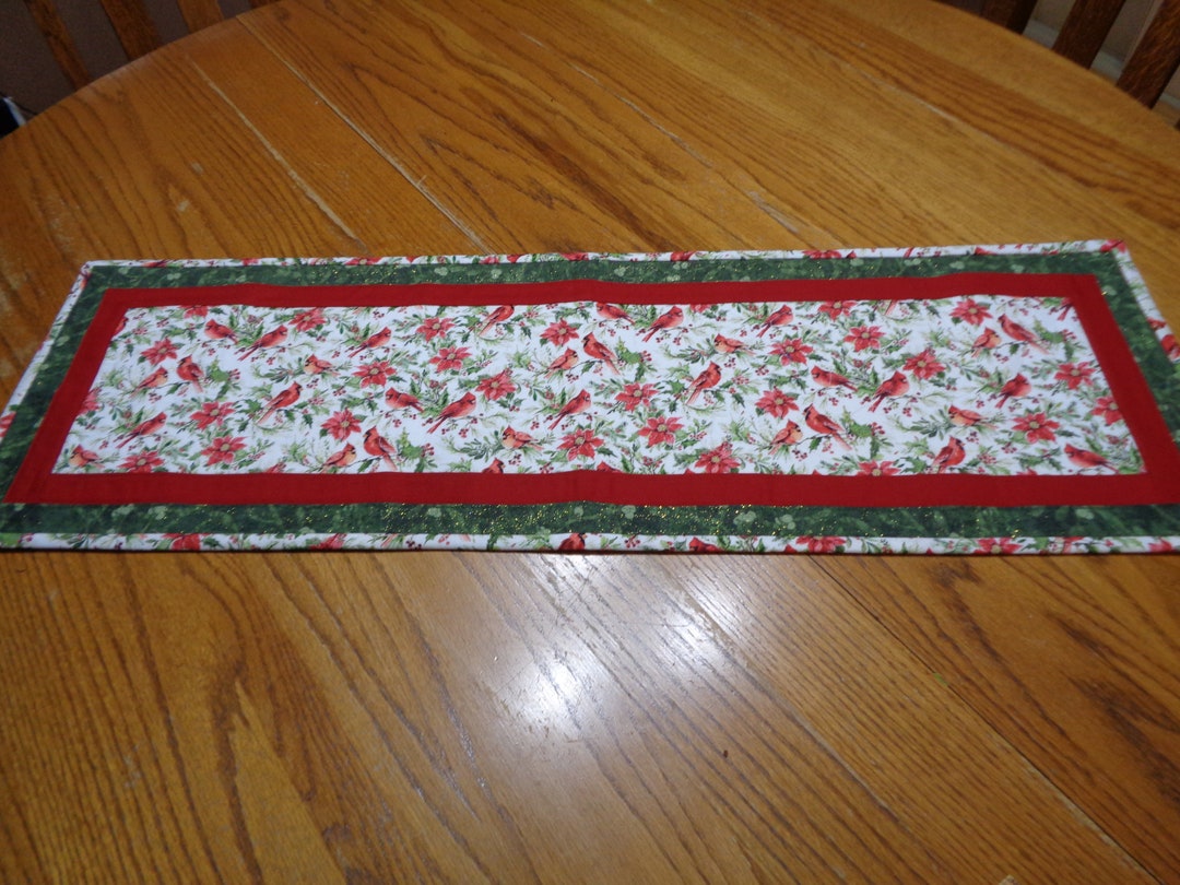 Cardinal Table Runner, Christmas Table Runner, Poinsettia Table Runner ...