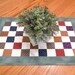 Patchwork Table Topper With Green Border, Mini Quilt, Mini Wall Hanging ...