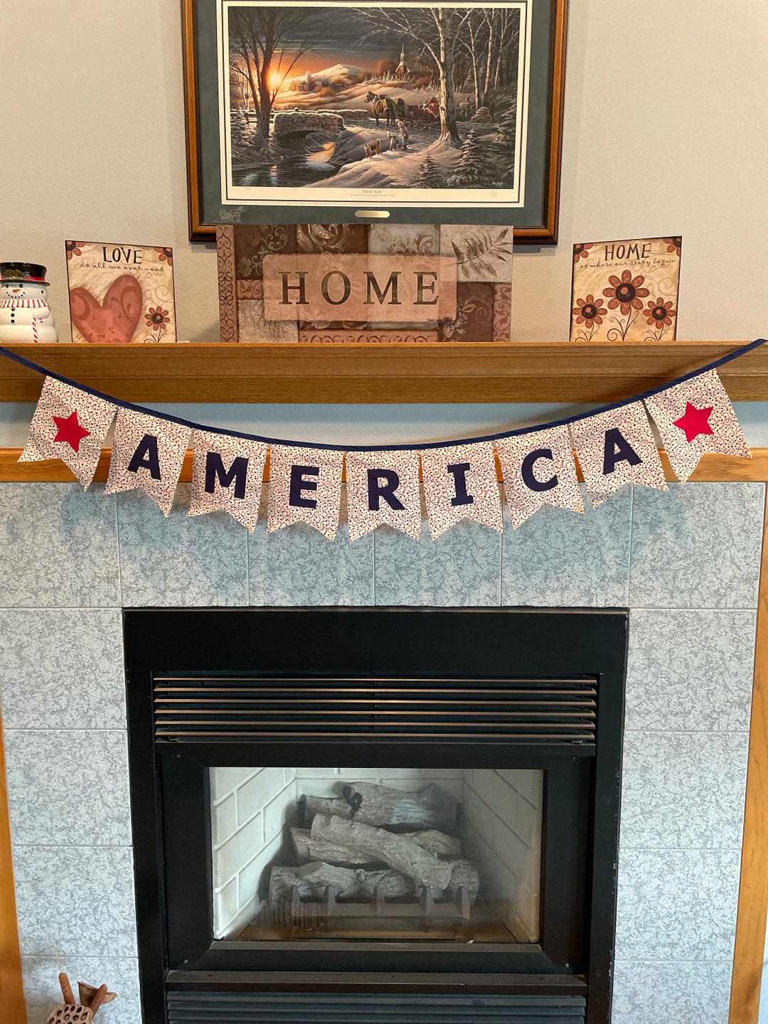 America Flag Garland, Patriotic Flag Banner, Patriotic Garland ...