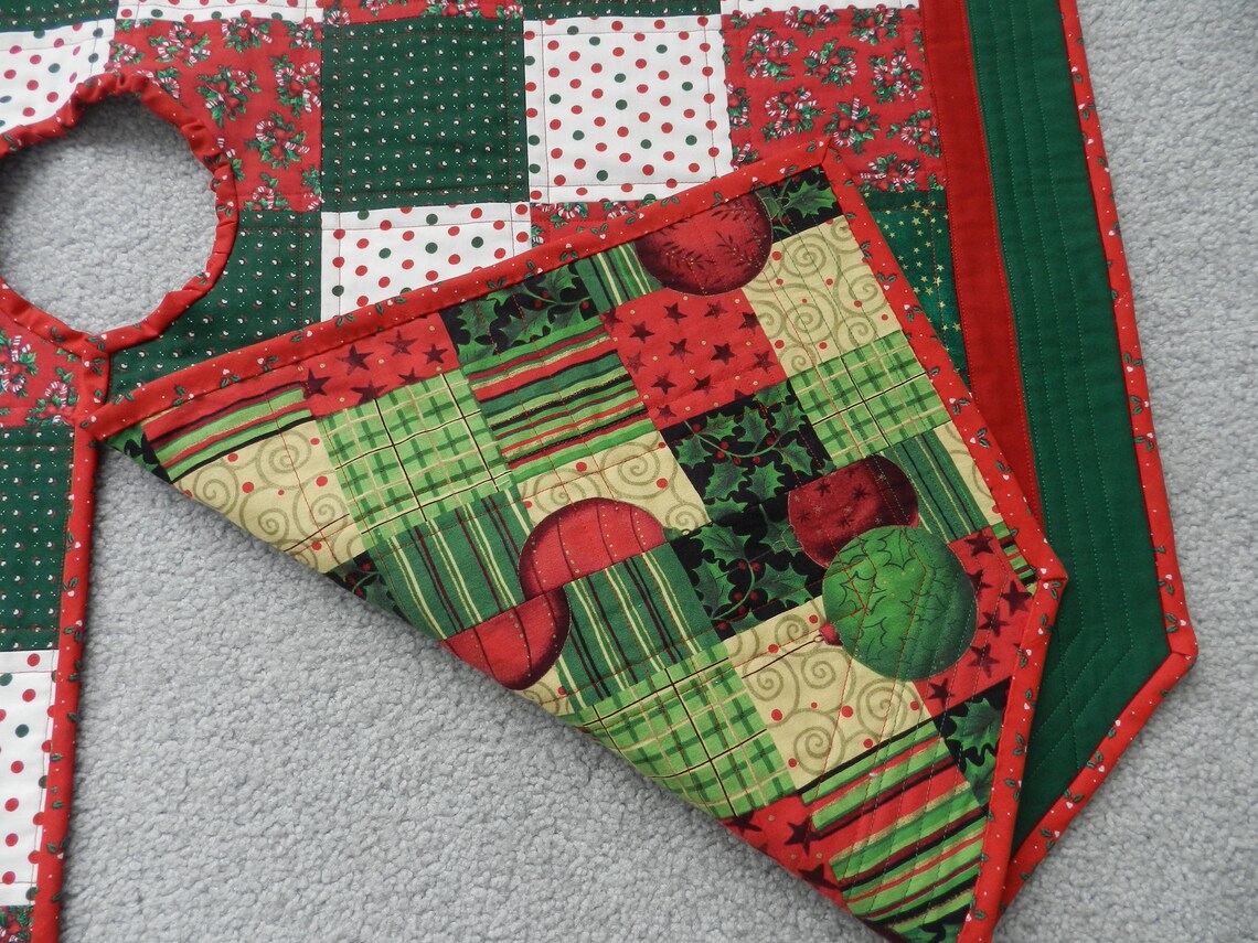 Christmas Tree Skirt, Quilted Christmas Tree Skirt, Xmas Tree Skirt ...