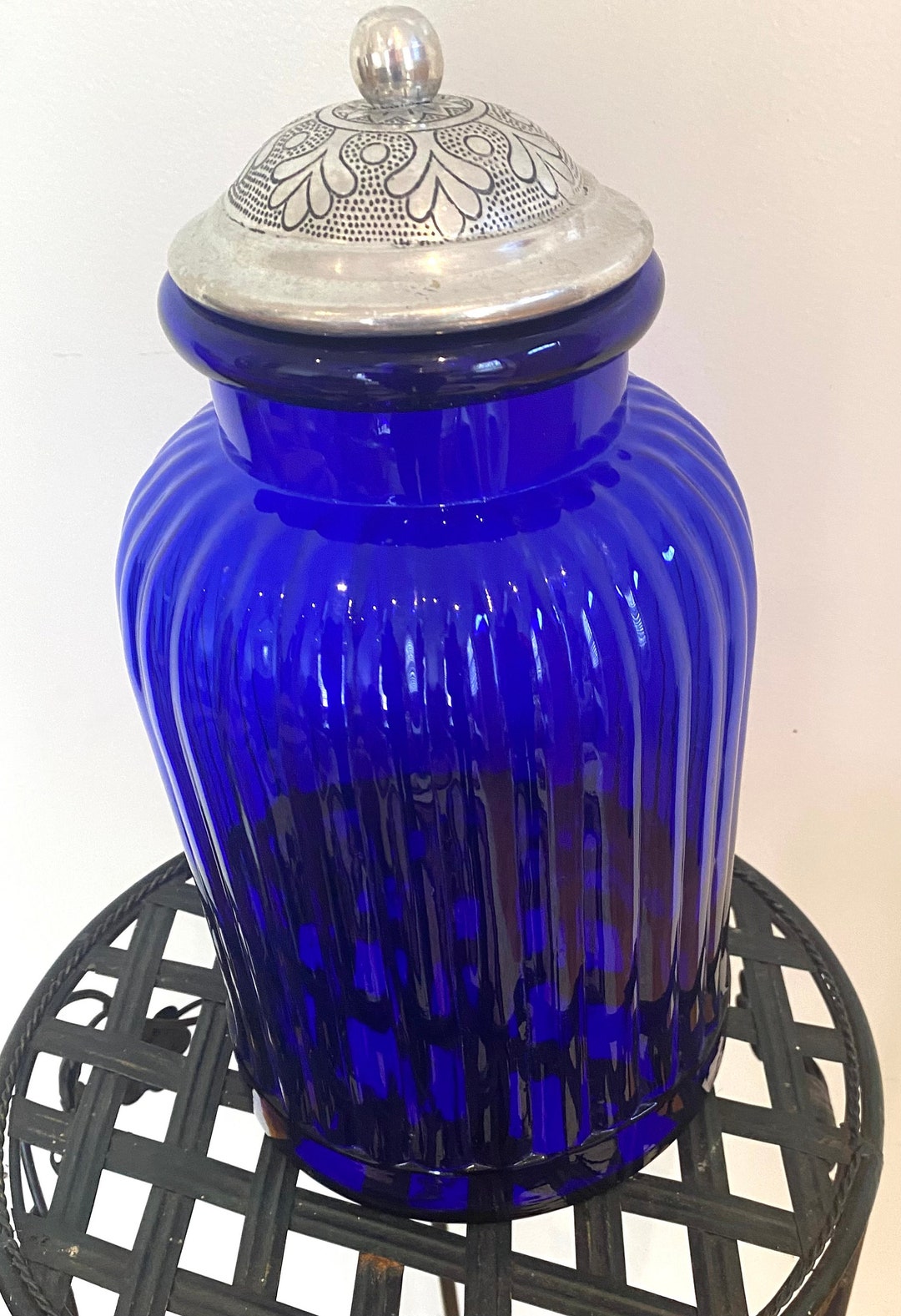Vintage Dark Cobalt Blue Large Canister / Free Shipping - Etsy