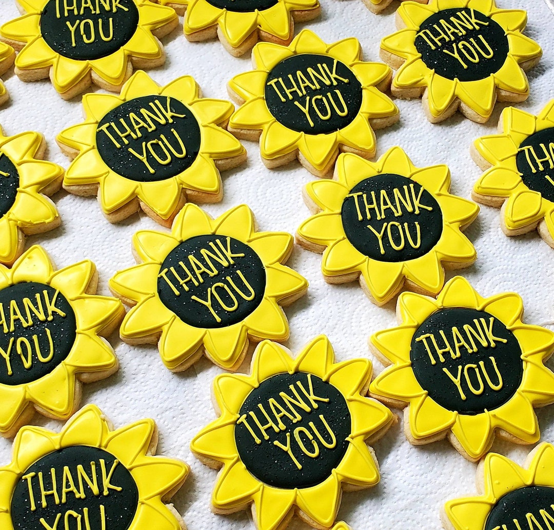 Sunflower Thank You Cookies (READ TURNAROUND) - Etsy