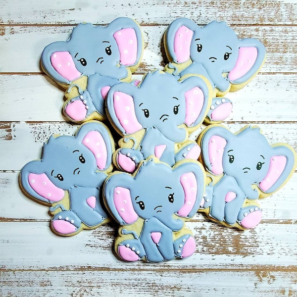 Elephant Baby Shower Cookies Girl - Etsy