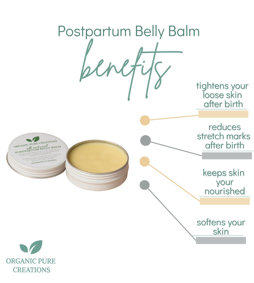Postpartum Belly Balm, Stretch Mark Cream, After Birth Butter Salve ...