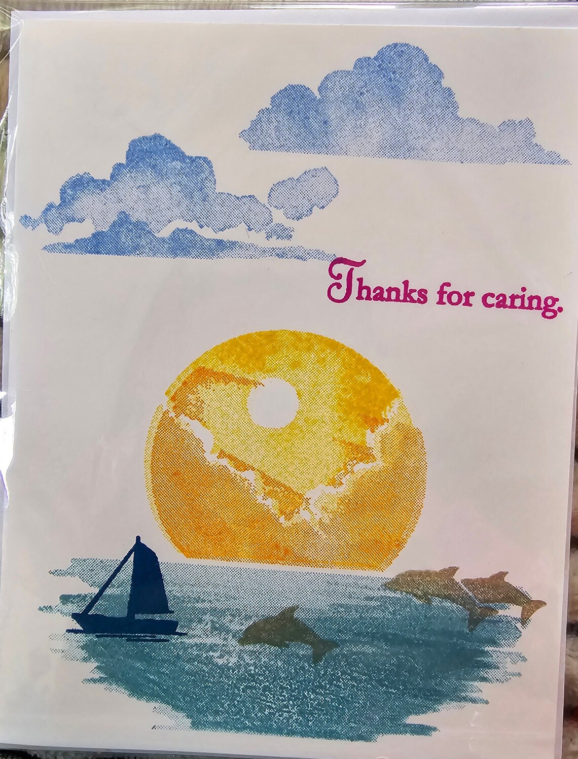 Thanks for Caring Sun on the Horizon With Dolphin Card, All Hand ...