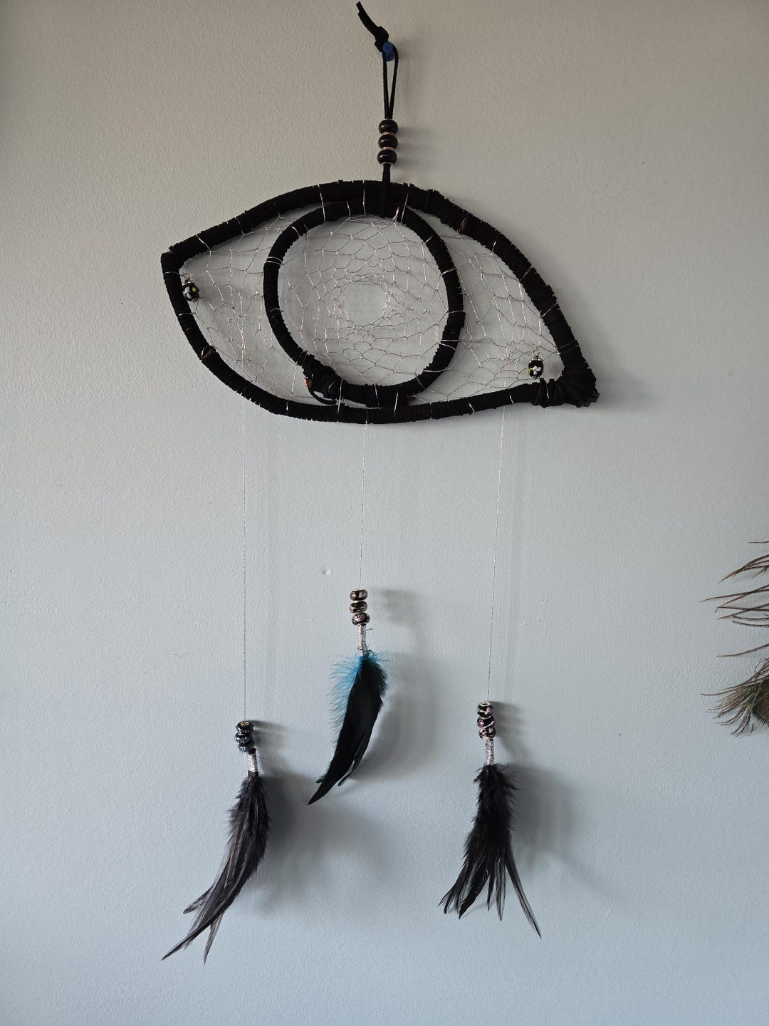 Black and Silver Evil Eye Dream Catcher, Hand Made From Native American ...