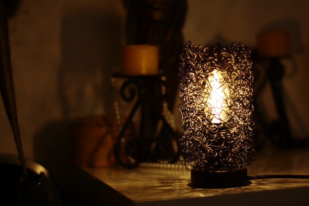 Industrial Design Table Lamp Steel Wire Home Decor Edison Bulb 40w - Etsy