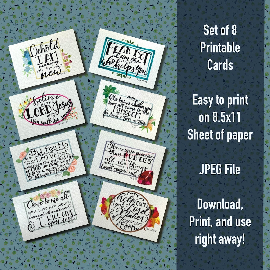 Scripture Memory Verse Cards | Printable Scripture Cards | Encouraging ...