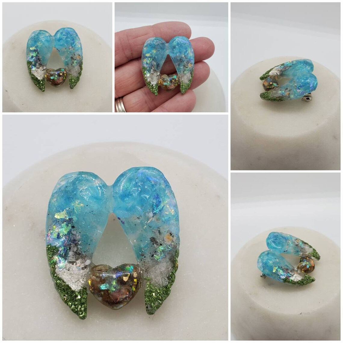 Memorial Ash Cremation Angel Wing Heart Brooch Pin/cremation - Etsy