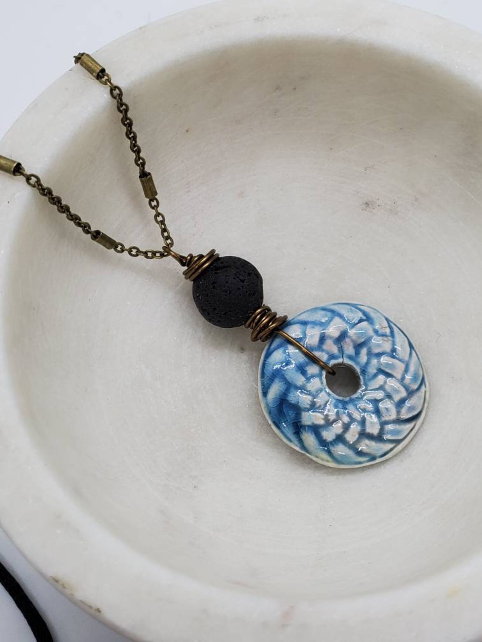 Ceramic Raku Bead Essential Oil Diffusing Necklace / - Etsy