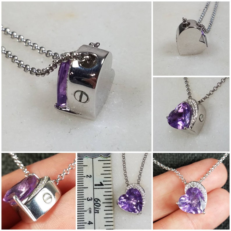 Sterling Silver Heart Amythest Memorial Ash Cremation Heart - Etsy