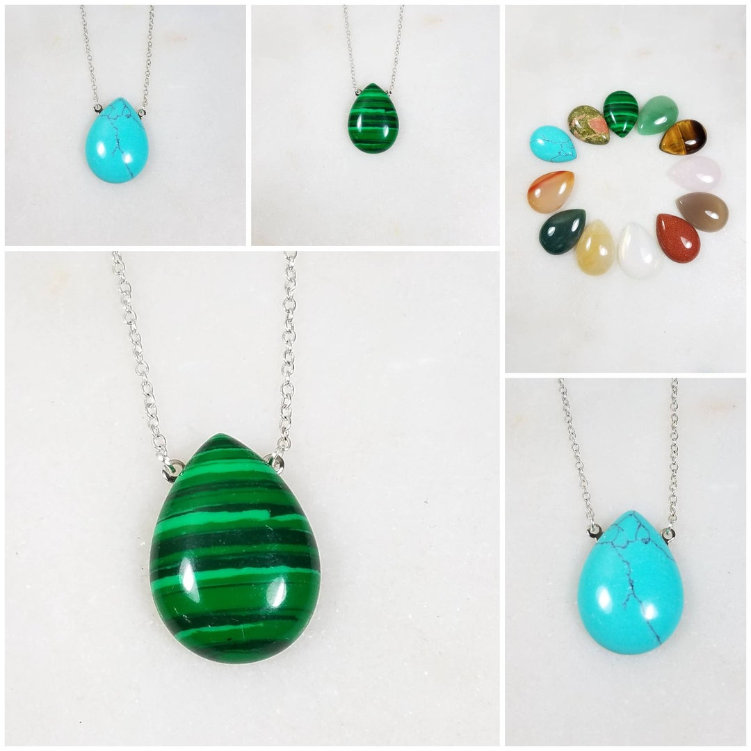 Studiodragonfly19 Natural Stone Cremation Memorial Ash Necklace ...