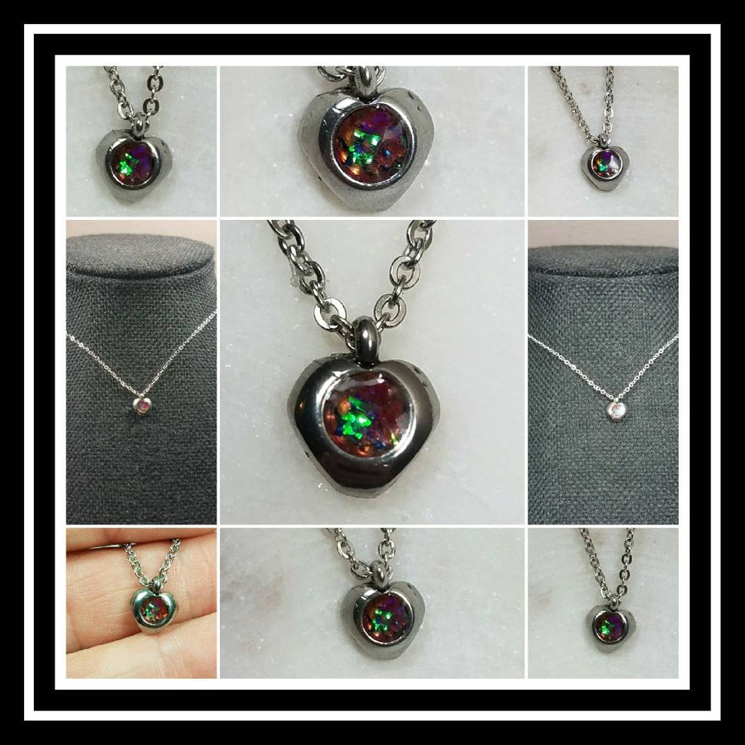 Memorial Ash Heart Stainless Steel Necklace/cremation Pendant/ Pet ...