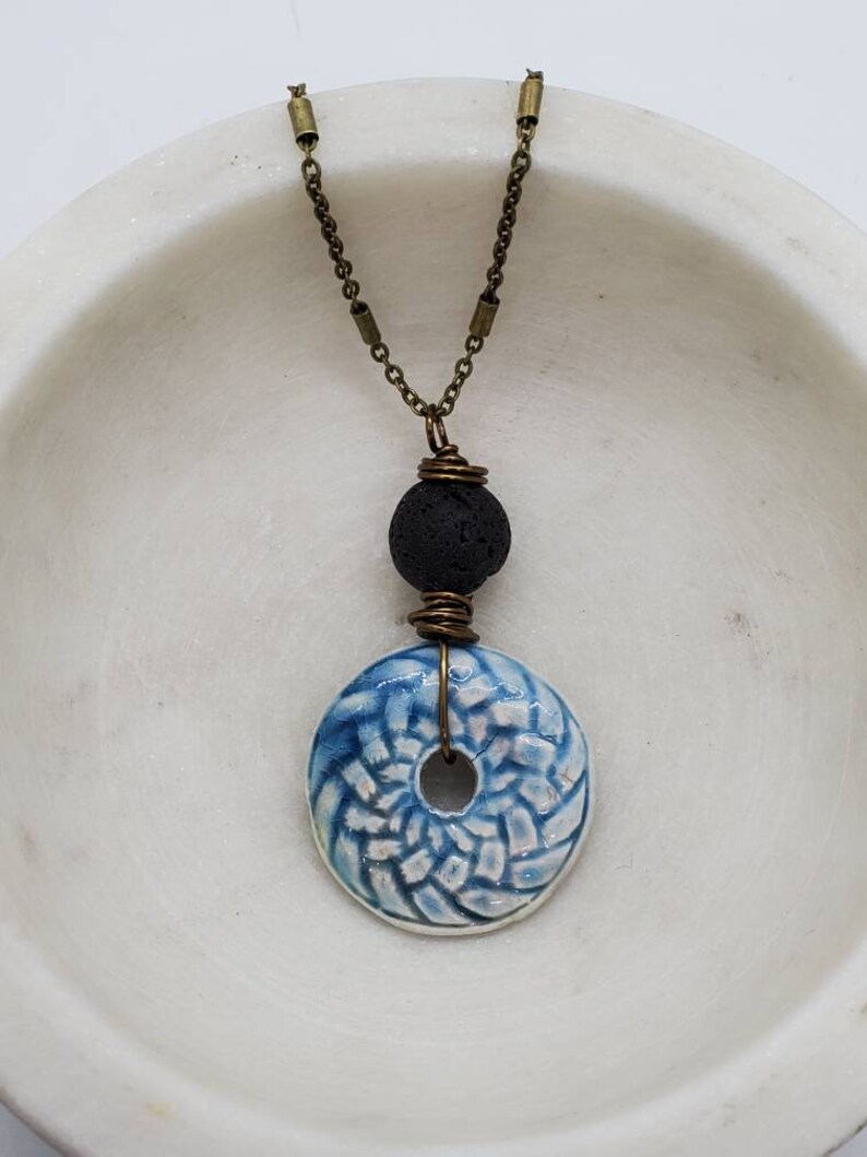 Ceramic Raku Bead Essential Oil Diffusing Necklace / - Etsy