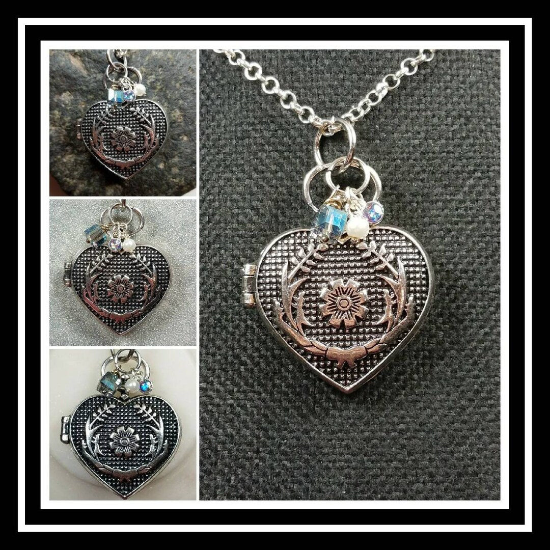 Memorial Ash Heart Photo Locket Pendant Necklace/cremation - Etsy