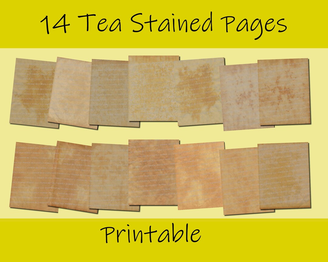 Printable 14 Tea Stained Pages - Etsy