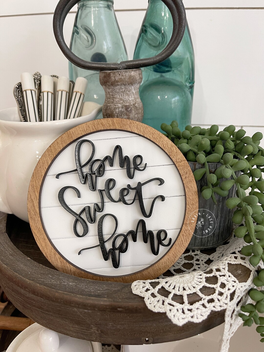 Home Sweet Home Tiered Tray Sign Tiered Tray Decor Farmhouse Tiered ...