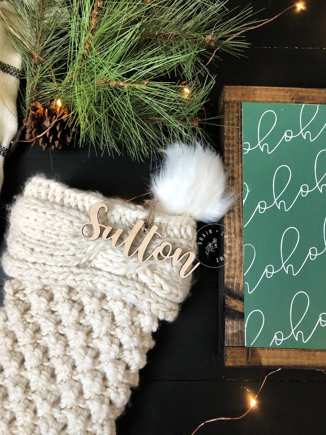 Stocking Name Tag Christmas Wood Tag Stocking Tag Personalized Stocking ...