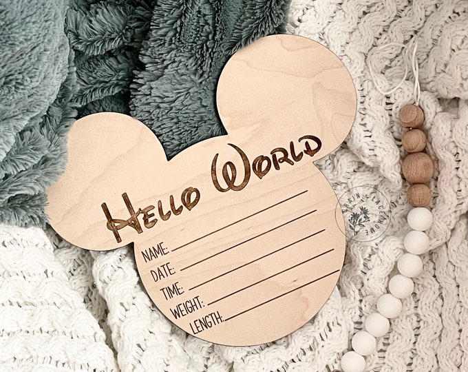 Hello World Baby Announcement Sign Birth Announcement Sign - Etsy
