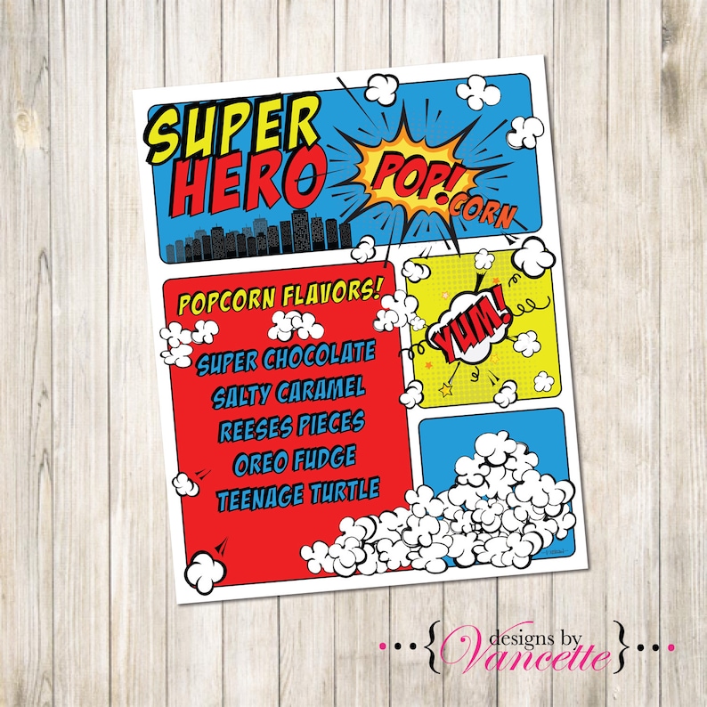 SuperHero Popcorn Sign Custom SuperHero Sign Super Hero | Etsy