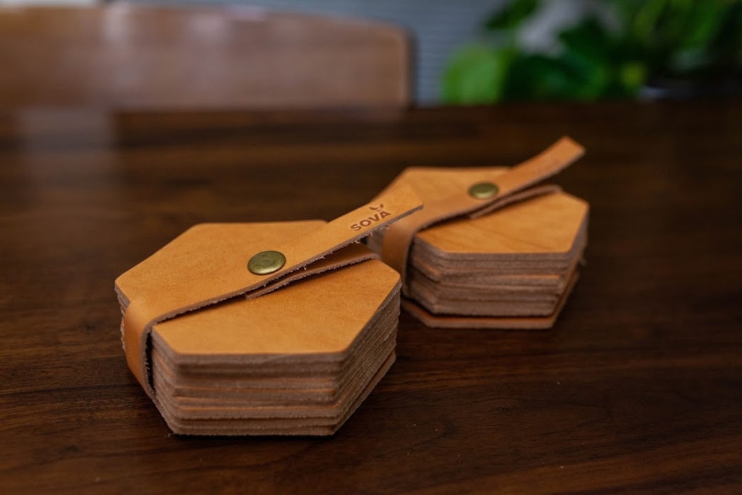 Personalized Leather Coaster Set (6) - Custom Coasters and Stylish ...