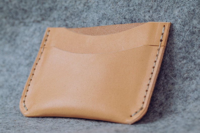 Slim Leather Wallet. Double Sleeve Card Wallet. Handmade Personalized ...