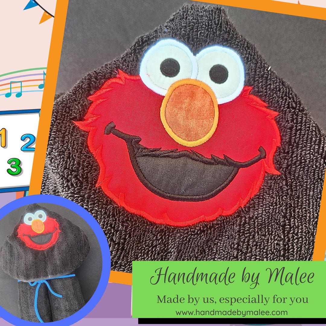 Elmo Hooded Towel, Hooded Bath Towel, Hooded Kid's Towel, Beach Towel ...