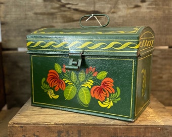 Antique Painted Tin Box | Etsy