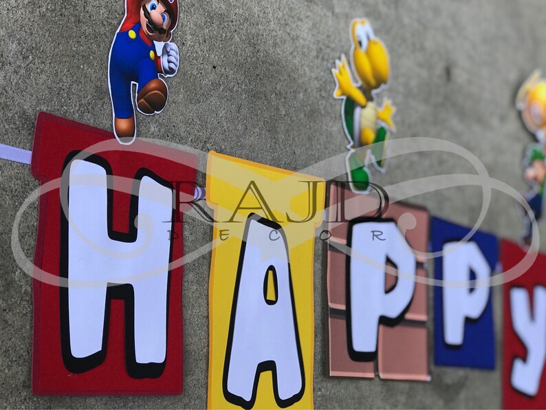 Super Mario Brothers Banner Customizable wording | Etsy