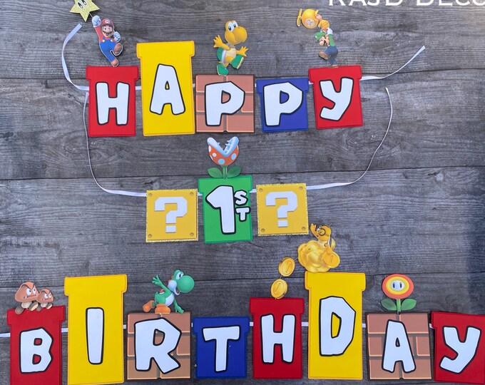 Super Mario Brothers Banner, Customizable Wording - Etsy