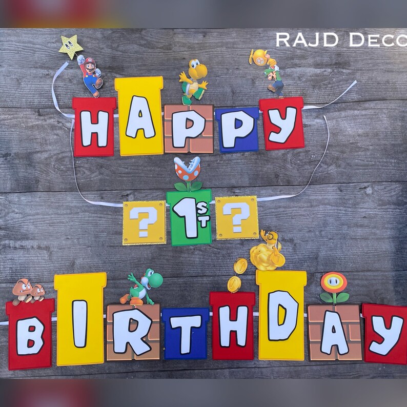 Super Mario Brothers Banner Customizable Wording | Etsy